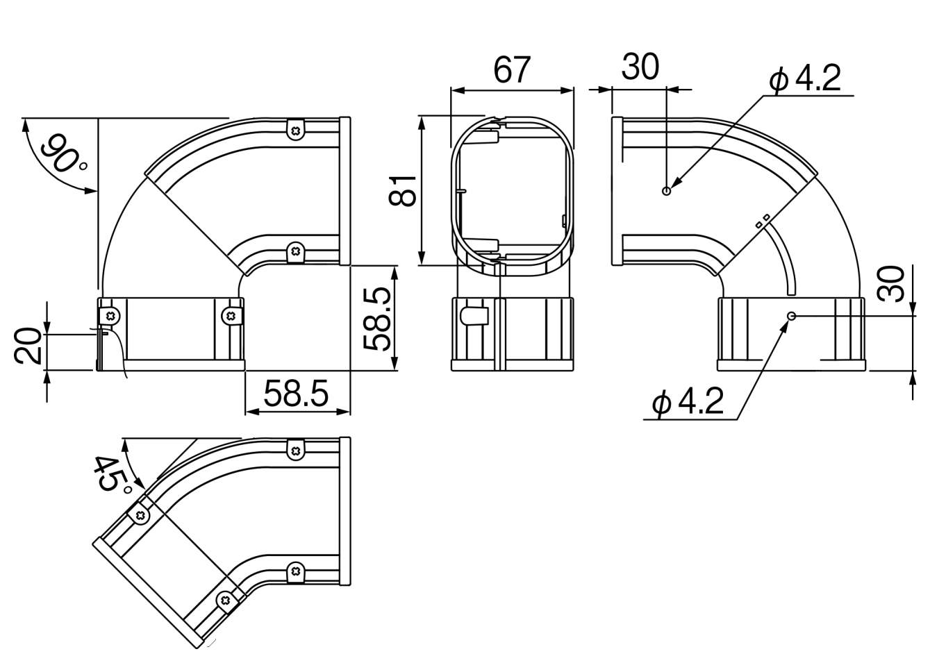 【SKS】FREE(45°-90°) FLAT ELBOW | Products | INABA DENKO