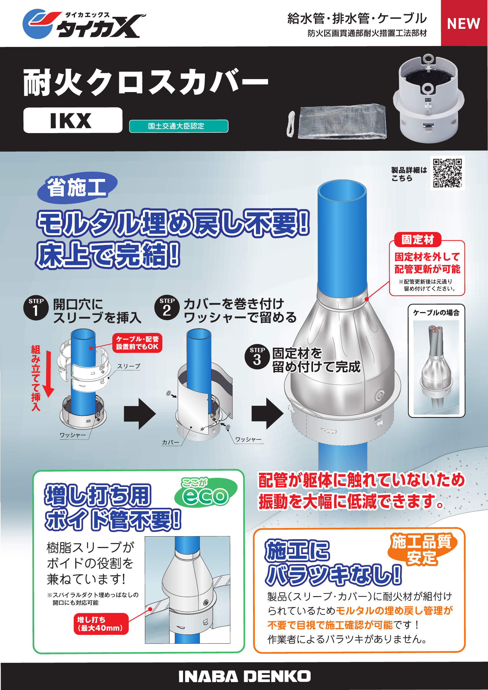 【IKX】耐火クロスカバー | 製品情報 | 因幡電工 INABA DENKO（因幡電機産業）