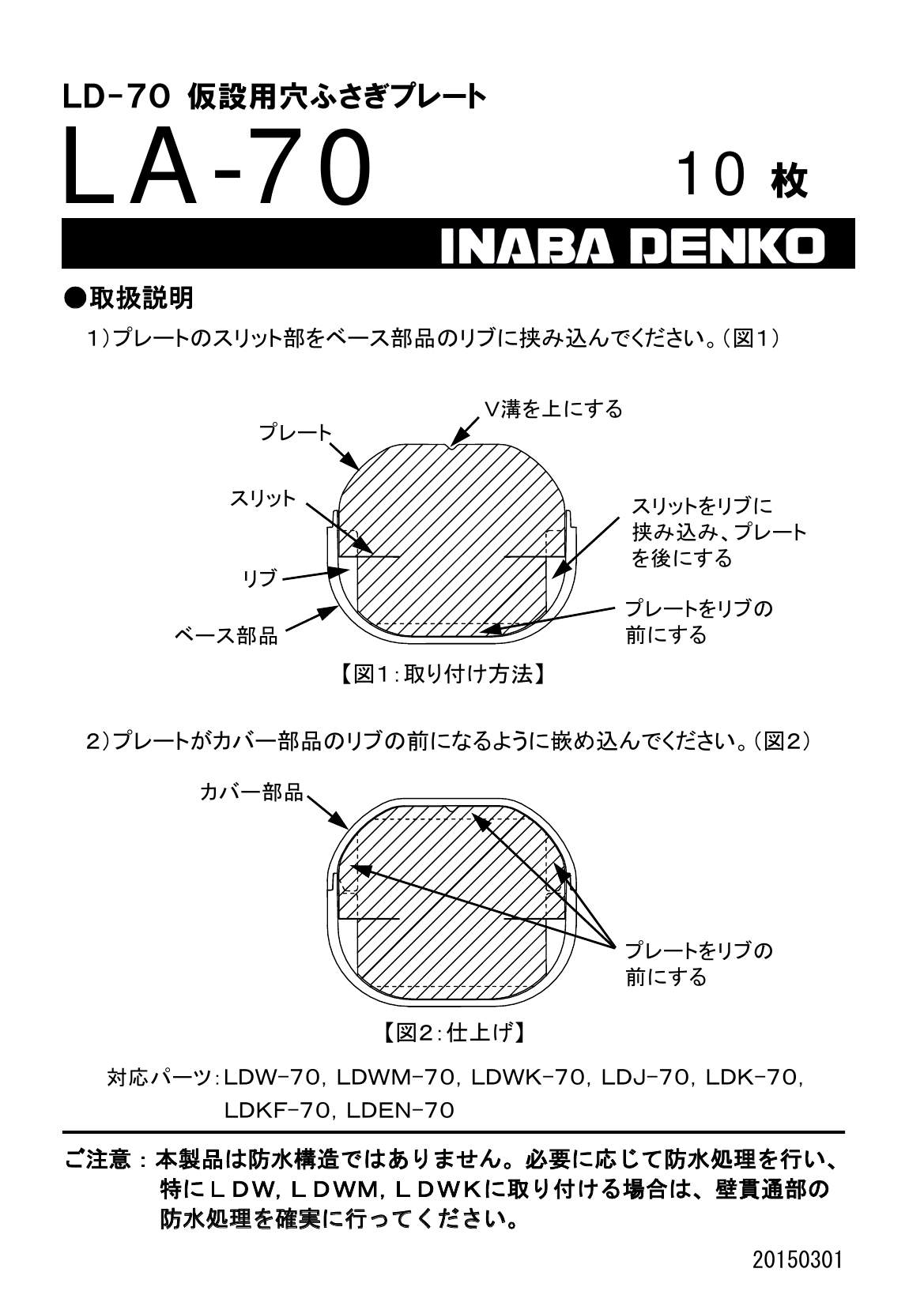 【LA】仮設用穴ふさぎプレート | 製品情報 | 因幡電工 INABA DENKO（因幡電機産業）