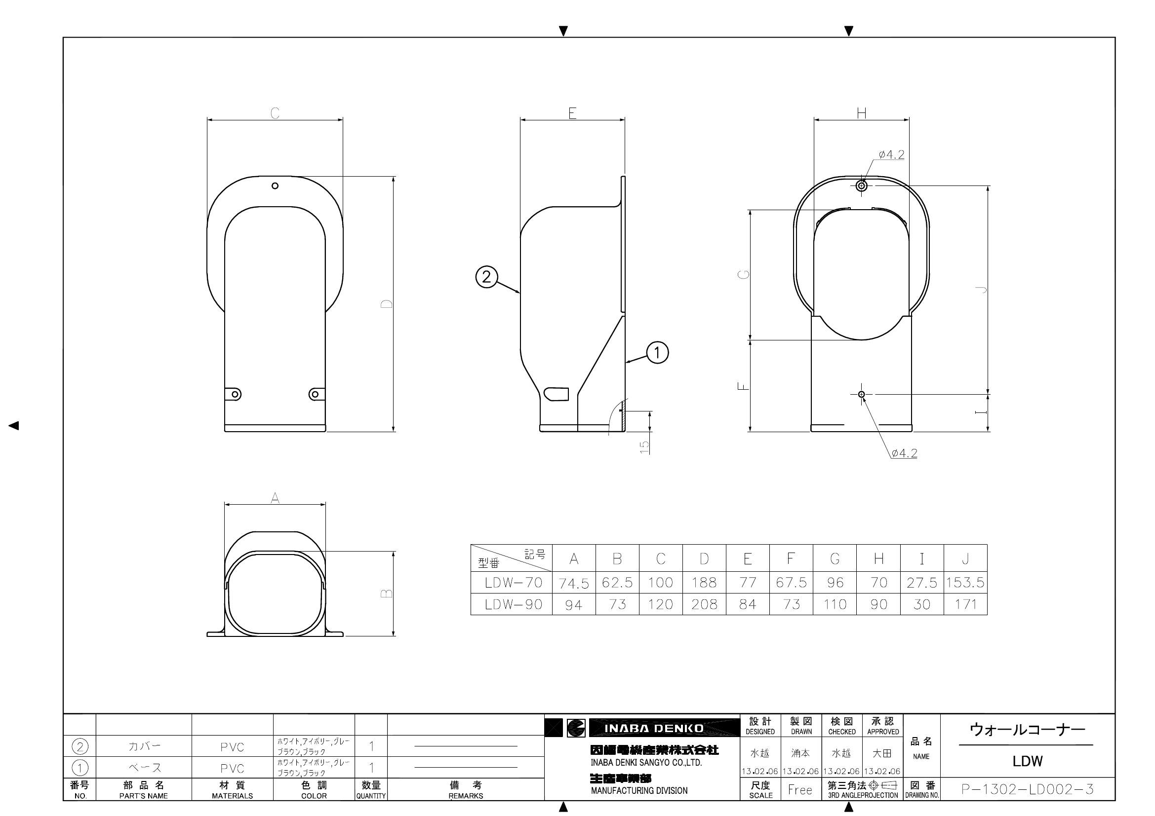 【LDW】ウォールコーナー | 製品情報 | 因幡電工 INABA DENKO（因幡電機産業）