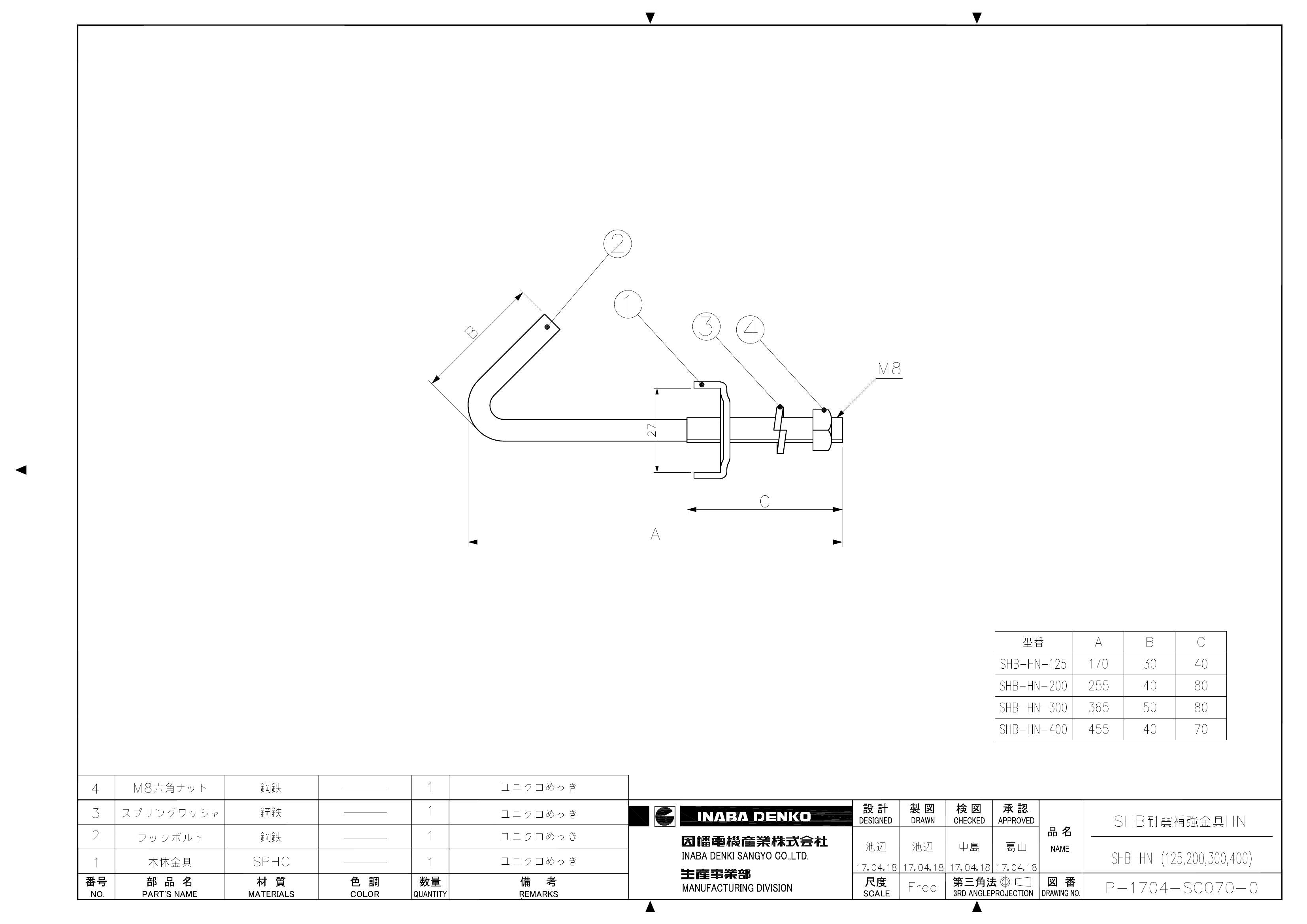 【SHB-HN】SHB補強金具HN SHB－HN | 製品情報 | 因幡電工 INABA DENKO（因幡電機産業）