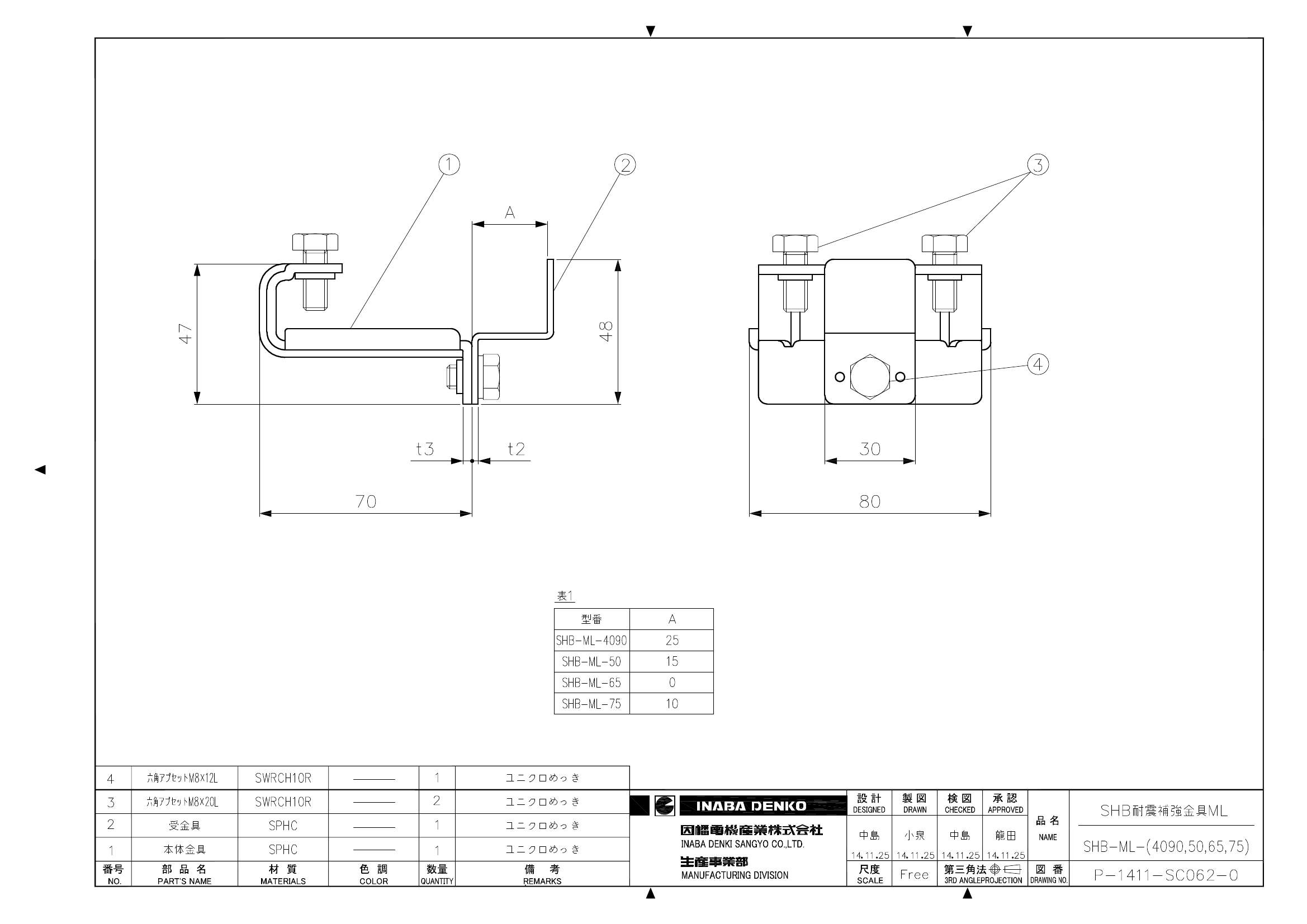 【SHB-ML】SHB補強金具ML 溝形鋼・等辺山形鋼用 | 製品情報 | 因幡電工 INABA DENKO（因幡電機産業）